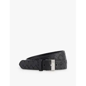 Bottega Veneta Double-weave Leather Belt - Black-silver