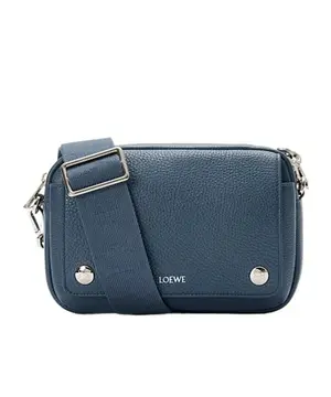 Loewe Small Messenger Bag In Grained Calfskin - Blue