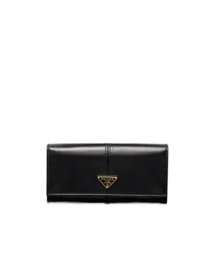 Prada Large Leather Wallet - Black