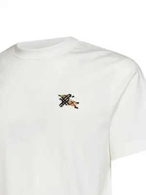 Burberry Knight Checked Crewneck T-shirt - Chalk White