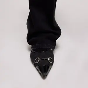 Gucci Point-toe Studded Loafers - Black