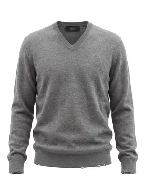 Gucci Fine Wool Sweater With Embroidery - Grey