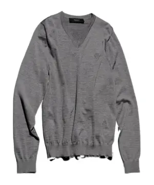 Gucci V-neck Knitted Sweater With Embroidered Crest