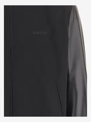 Gucci Bomber Jacket With Leather Sleeves