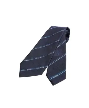 Gucci Diagonal Horsebit Jacquard Tie - Blue