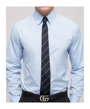 Gucci Diagonal Horsebit Jacquard Tie - Blue