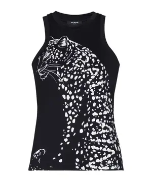 Balmain Leopard Print Tank Top