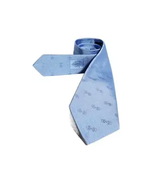 Gucci Horsebit Silk Jacquard Tie - Light Blue