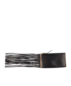 Elisabetta Franchi Fringed Zip Clutch Bag - Black