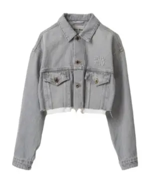 Miu Miu Denim Blouson Jacket - Grey