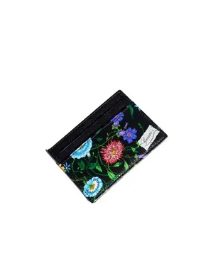 Gucci Flora-motif Card Case - Black