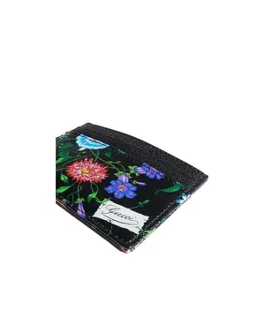 Gucci Flora-motif Card Case - Black