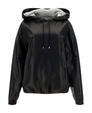 Saint Laurent Leather Hooded Jacket - Black