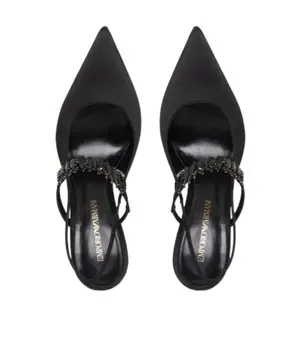 Emporio Armani Embellished Satin Slingback Pumps