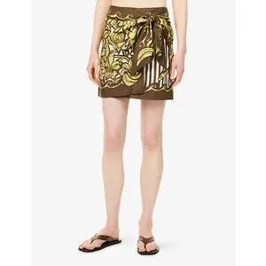 ALEMAIS Graphic Pattern Hemp Mini Skirt