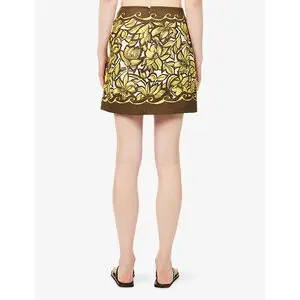ALEMAIS Graphic Pattern Hemp Mini Skirt