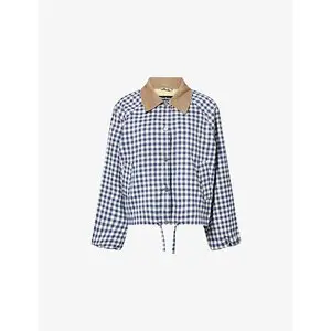 Barbour Ovingham Gingham Woven Jacket - Gingham Navy/ Neutral