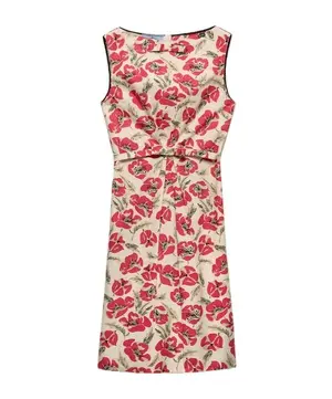 Prada Printed Soft Poplin Dress - Red