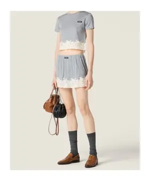 Miu Miu Lace Trim Mini Skirt