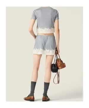 Miu Miu Lace Trim Mini Skirt