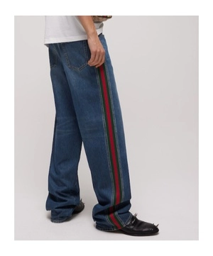 Gucci Cotton Denim Pants With Web Insert