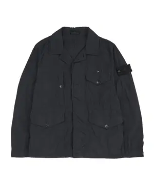 Stone Island Logo Patch Buttoned Jacket - Black