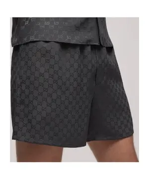 Gucci Gg Silk Jacquard Shorts - Dark Gray