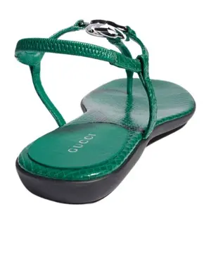 Gucci Python Thong Sandal With Interlocking G - Green