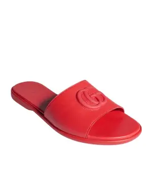 Gucci Slide Sandal With Double G Detail - Red