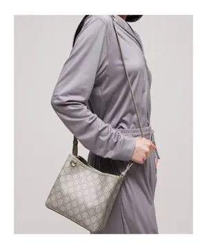 Gucci Gg Emblem Small Bucket Bag - Grey