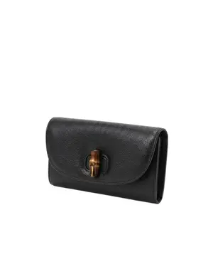 Gucci Long Wallet With Bamboo - Black