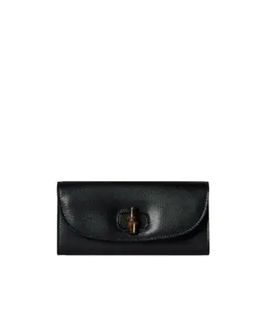 Gucci Long Wallet With Bamboo - Black