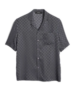 Gucci Gg Silk Jacquard Bowling Shirt - Dark Gray