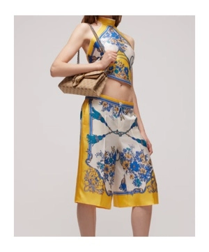 Gucci Printed Silk Twill Halter Neck Top - Multicolor