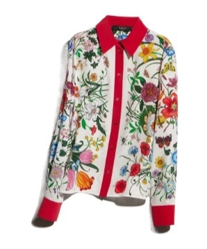 Gucci Printed Silk Shirt With Flora Motif