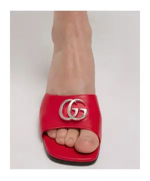 Gucci Double G Embellished Square Toe Slide Sandals