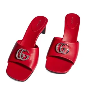Gucci Double G Embellished Square Toe Slide Sandals