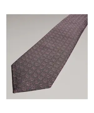 Gucci Interlocking G Silk Jacquard Tie - Light Gray