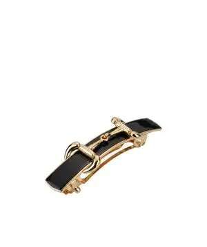 Gucci Horsebit Hair Clip With Enamel - Black