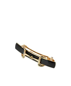 Gucci Horsebit Hair Clip With Enamel - Black