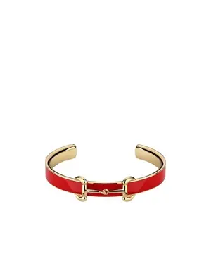 Gucci Horsebit Enamel Open Bracelet - Red
