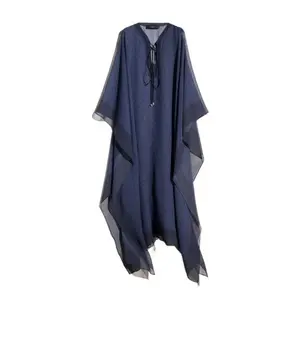 Gucci Silk Georgette Cape Dress - Blue