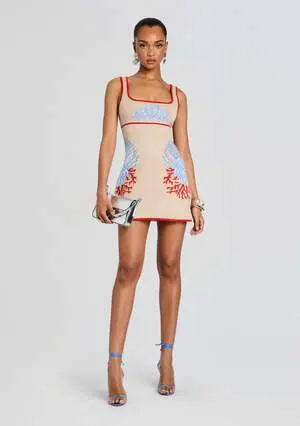 Retrofete Valcra Jacquard Knit Mini Dress - Sand Multi