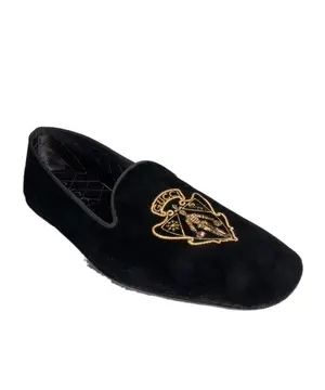 Gucci Velvet Loafer With Crest Embroidery
