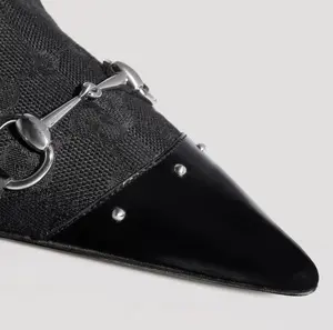 Gucci Gg Canvas And Leather Zip Up Boots - Black