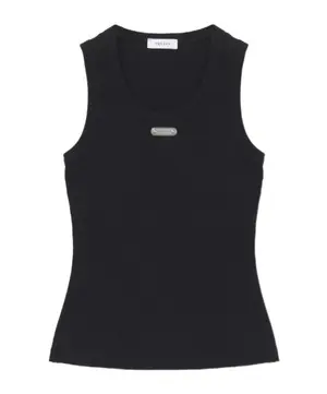 Alexander McQueen Ribbed-knit Tank Top With Logo Plaque - Black
