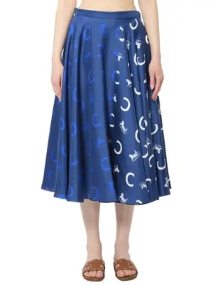 Celine Printed Midi Skirt - Blue