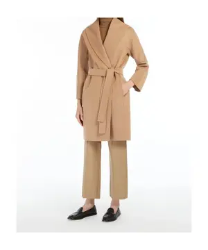Max Mara Long Sleeved Belted Coat - Camel