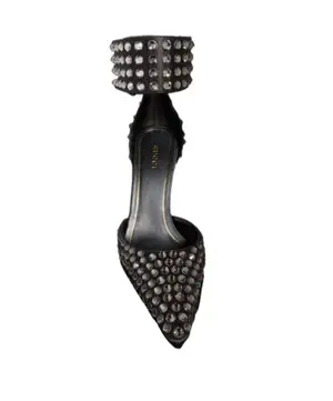 Gucci Castello Studded Pointed Toe Pumps With Bamboo Heel