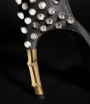 Gucci Castello Studded Pointed Toe Pumps With Bamboo Heel